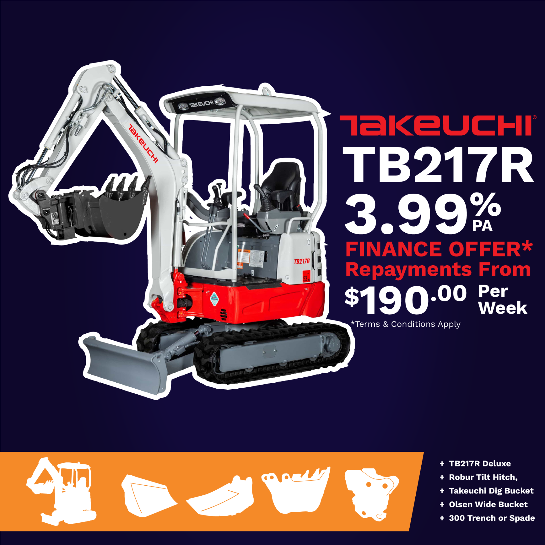Compact Mini Digger Excavator TB217R